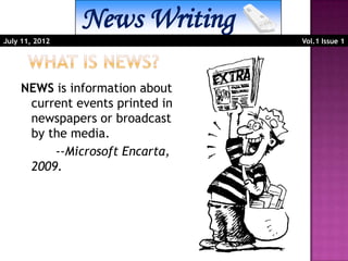 News writing bcis campus journalism training-workshop 2012 | PPSX