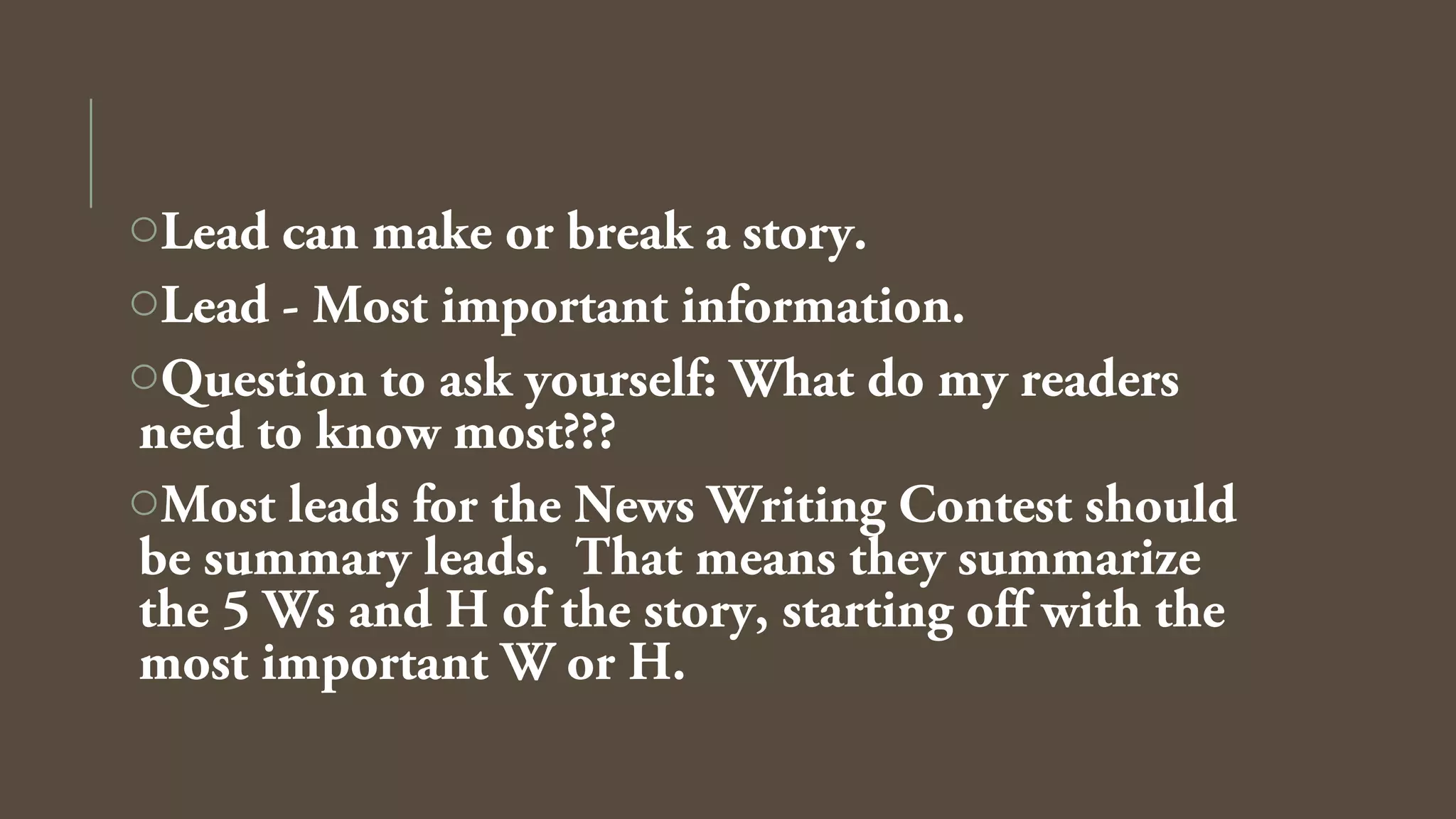 News writing 101 | PPT