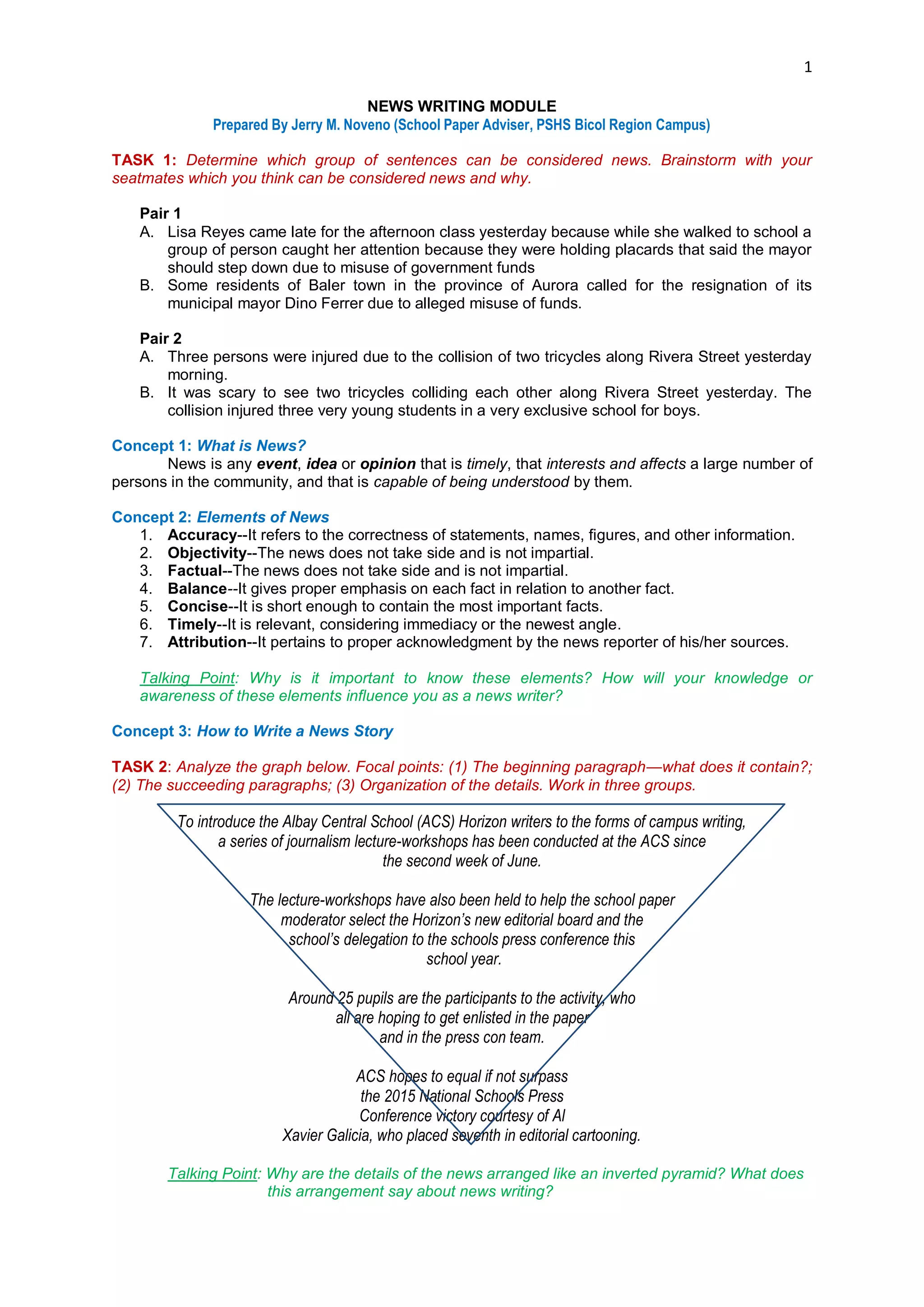 A Basic Module for News Writing | PDF
