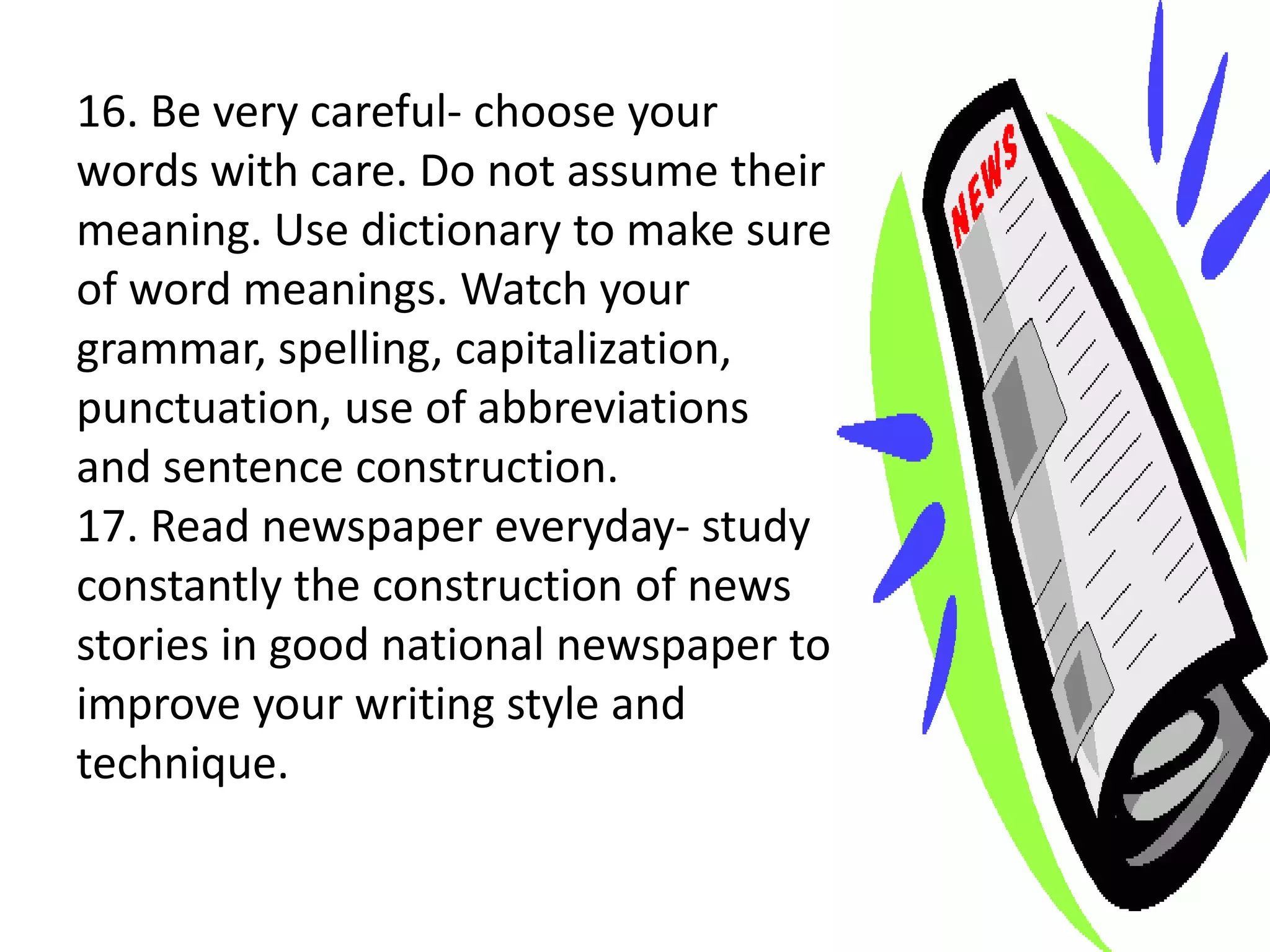 News writing presentation | PPTX