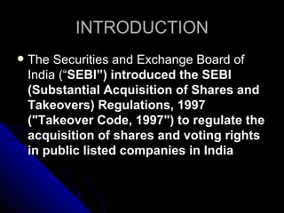 New take over code 2011 | PPT | Mergers and Acquisitions | Business Banking & Finance