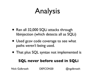 New techniques in sql obfuscation, from DEFCON 20 | PPT