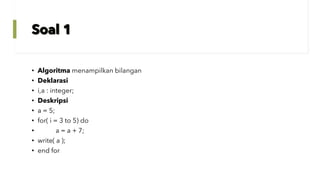 Review algoritma percabangan dan perulangan - Pertemuan Teori Minggu 2 ...