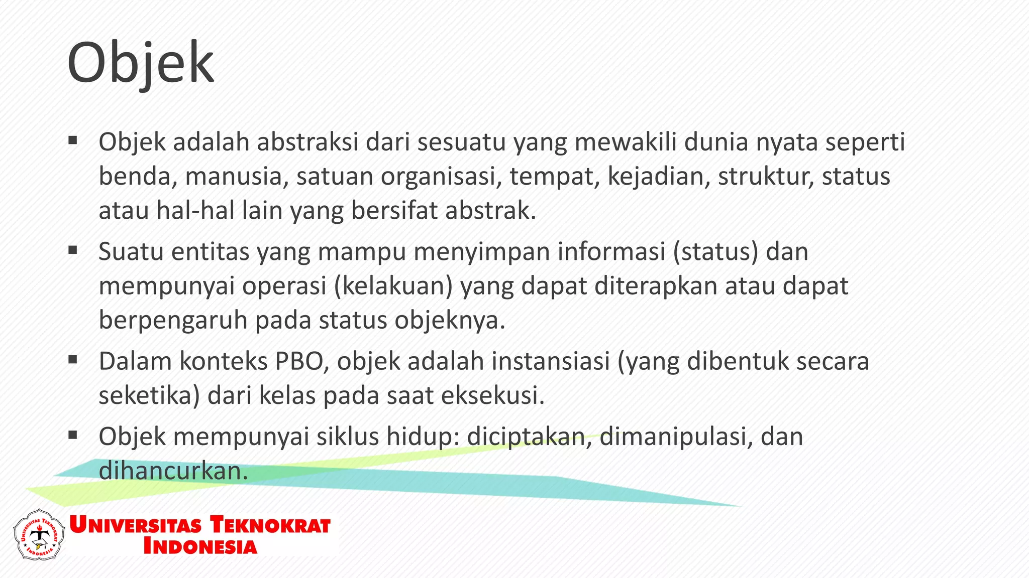Konsep Pemrograman Berorientasi Objek dan abstraksi objek | PPT