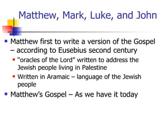 New Testament Gospels Of Matthew And Mark | PPT