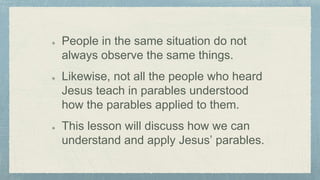 New testament lesson 11 parables | PPT
