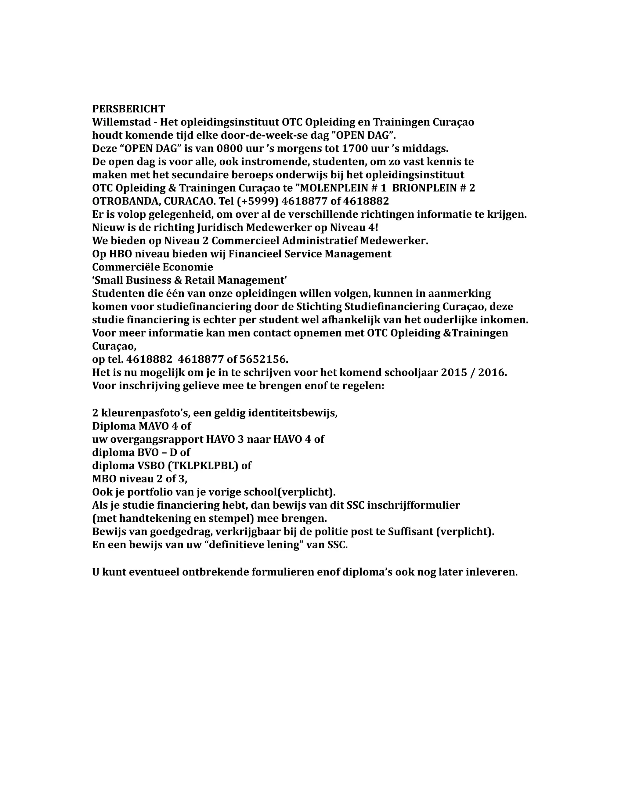 OTC Pers bericht 2015 | PDF