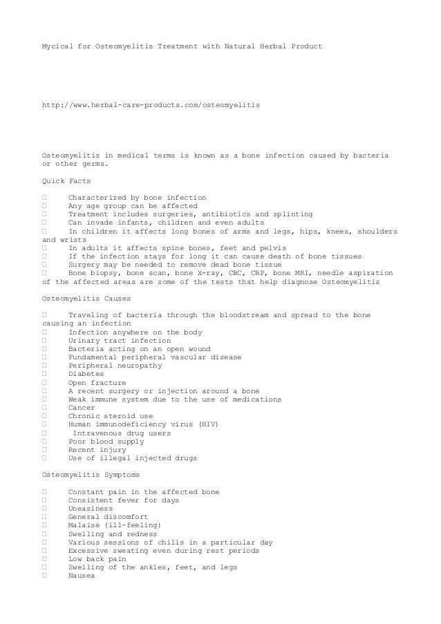 Mycical for Osteomyelitis Treatment