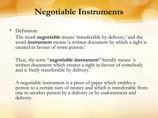 Negotiable Instruments Act 1881 | PPT