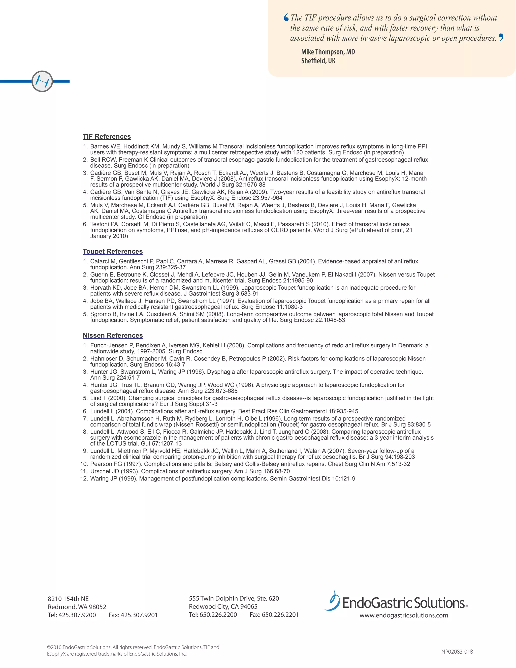 New Transoral Fundoplication Brochure | PDF