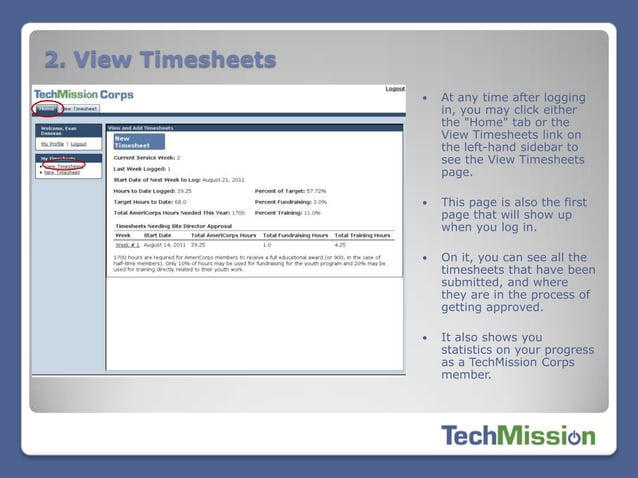 TechMission Corps Timesheet Process for Members | PPTX | Internet ...