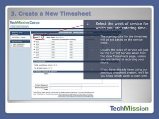 TechMission Corps Timesheet Process for Members | PPT