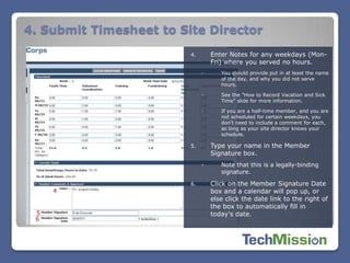TechMission Corps Timesheet Process for Members | PPT