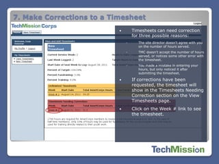 TechMission Corps Timesheet Process for Members | PPT