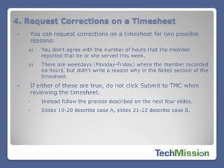 TechMission Corps Timesheet Process Training for Site Directors | PPTX