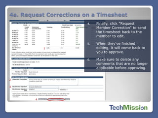 TechMission Corps Timesheet Process Training for Site Directors | PPTX