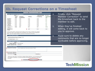 TechMission Corps Timesheet Process Training for Site Directors | PPTX