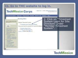 TechMission Corps Timesheet Process Training for Site Directors | PPTX