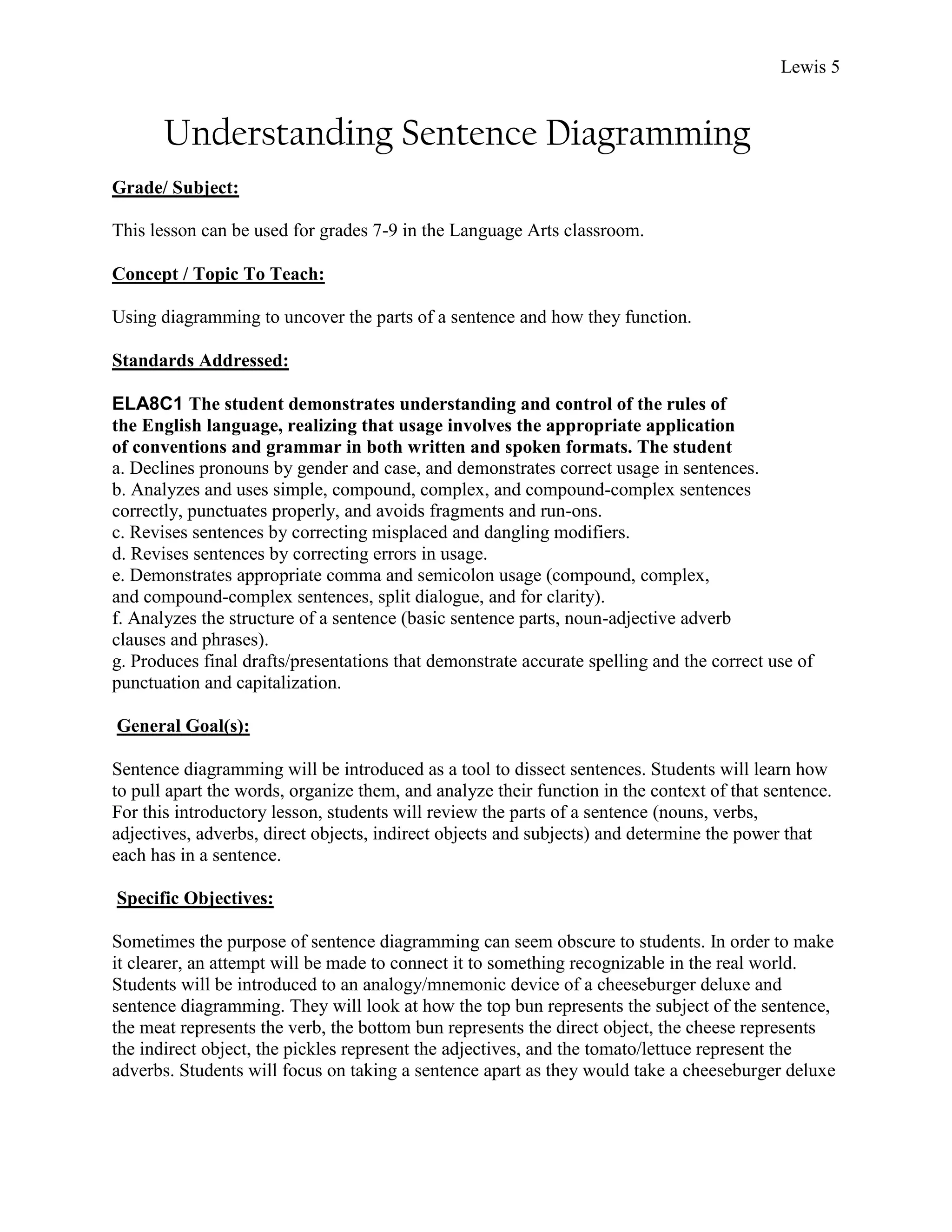 Newton grammar lesson plan | DOCX