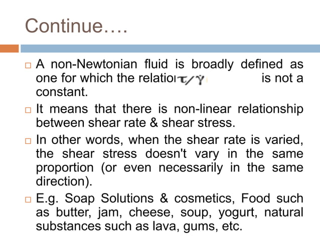 Newtonian and non newtonian fluids | PPTX | Chemistry | Science