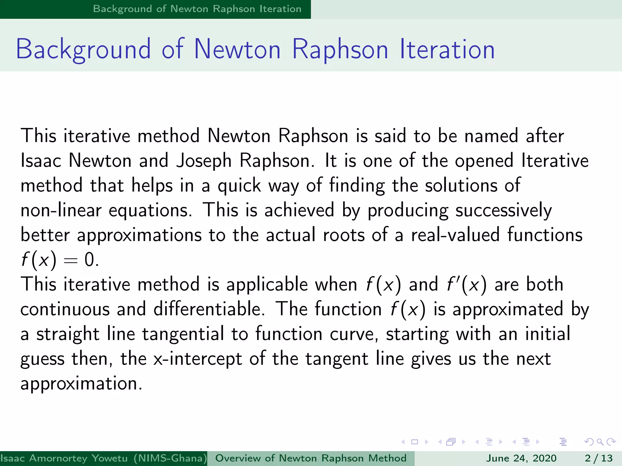 Newton Raphson iterative Method | PDF