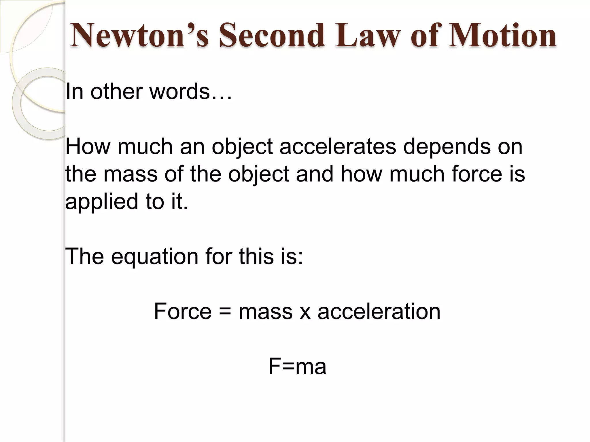Newton's second law of motion | PPTX