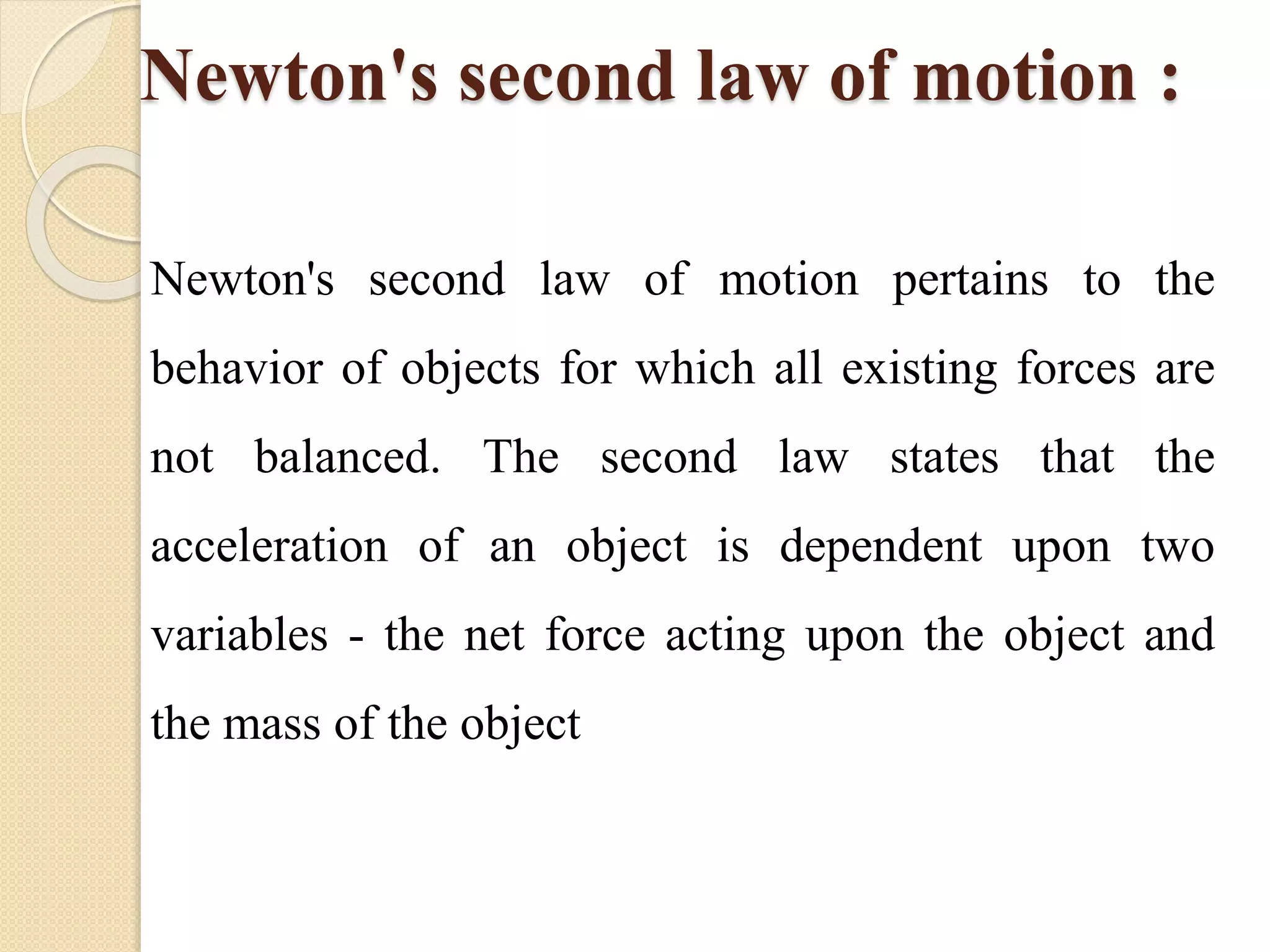 Newton's second law of motion | PPTX