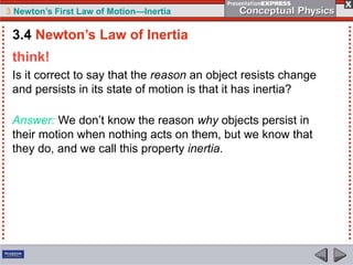 Isaac Newton's first law of motion Chapter 3.ppt