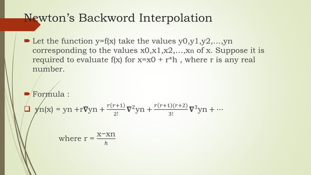 Newton's forward & backward interpolation | PPTX