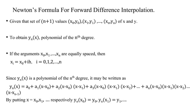 Newton's forward difference | PPTX | Physics | Science
