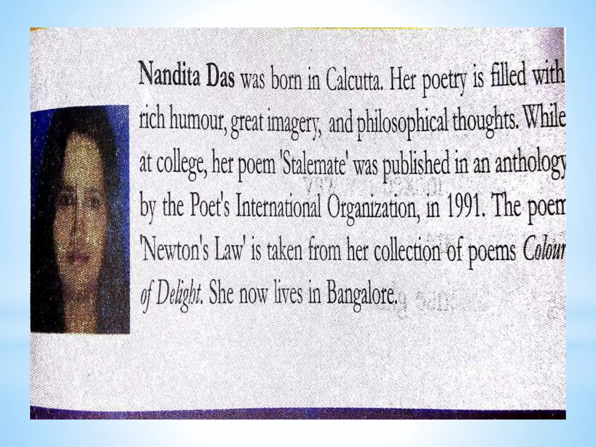 'Newton's law'- poem by Nandita Das | PPTX | Poetry | Books and Literature