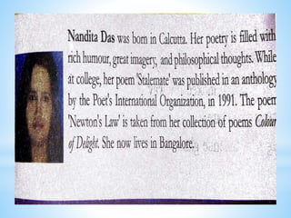 'Newton's law'- poem by Nandita Das | PPTX
