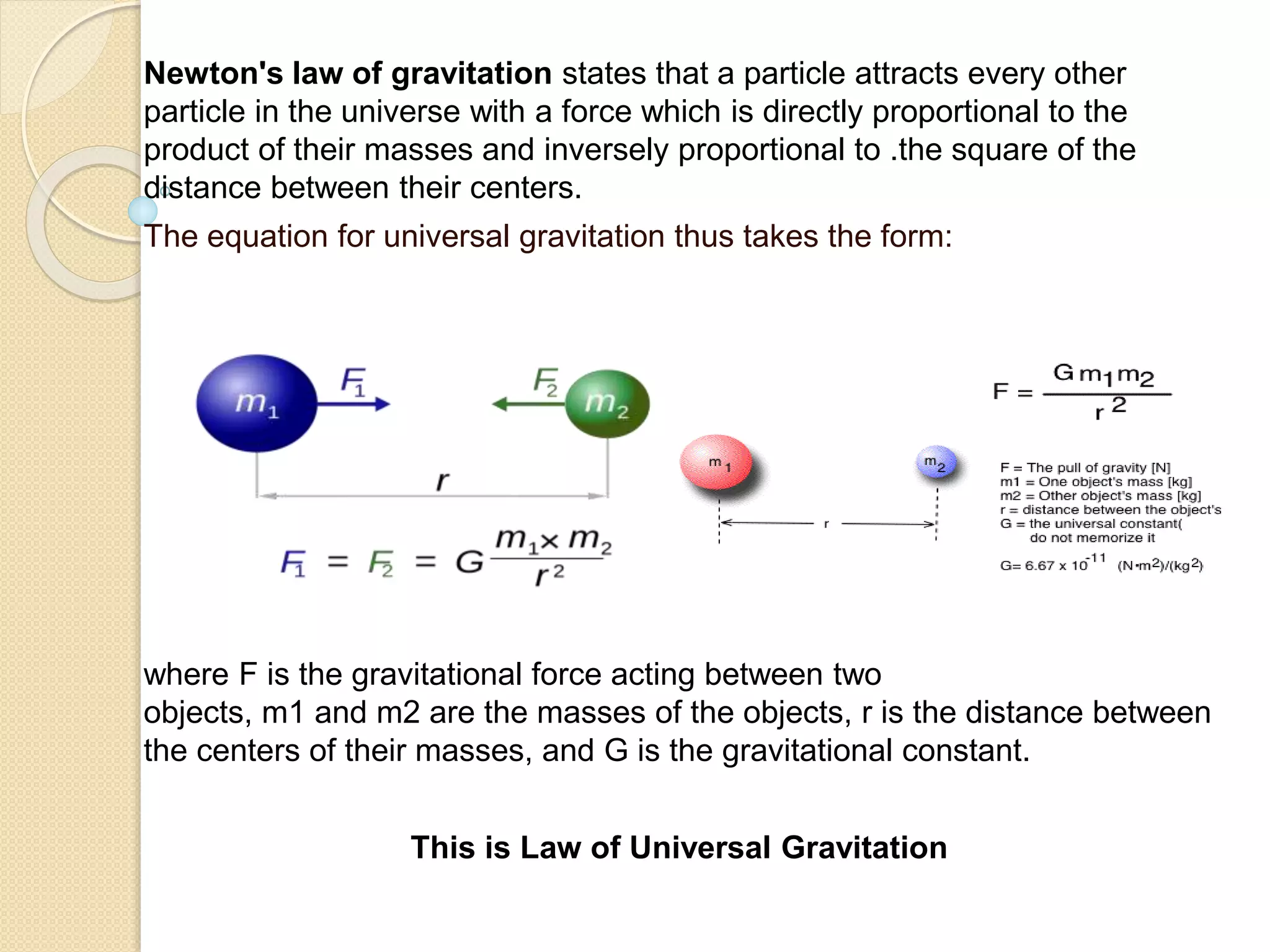 Newton's law of gravitation | PPTX