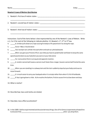 Newtons law review ps | DOC