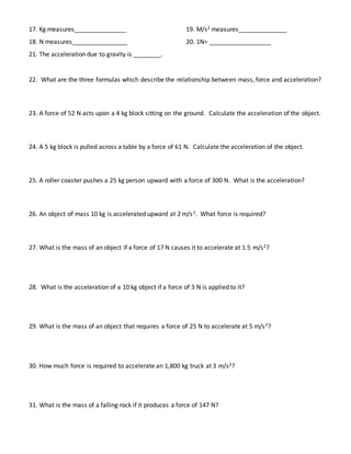 Newtons law review ps | DOC
