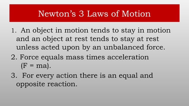 Newtons Law of motion in Grade 8 first quarter pptx | PPTX | Physics ...