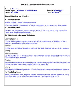 Newton's laws of motion kim boggio | PDF