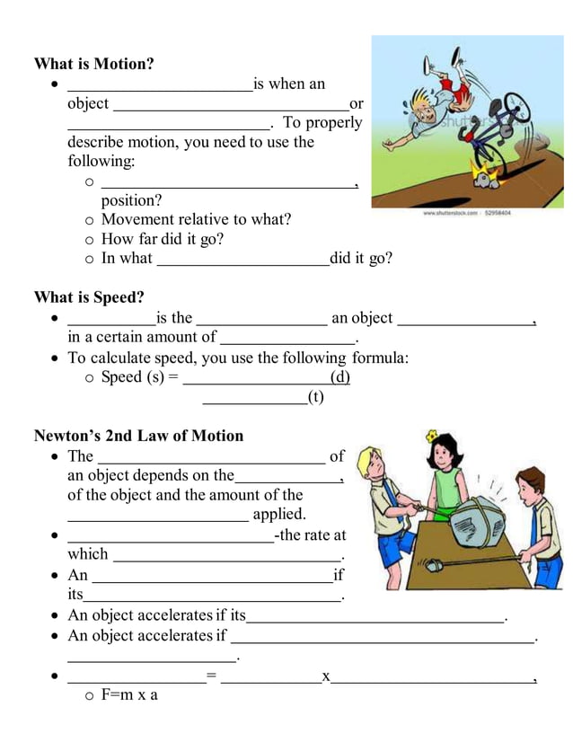 Newtons laws of_motion_fill-in-the-blank | DOCX | Physics | Science