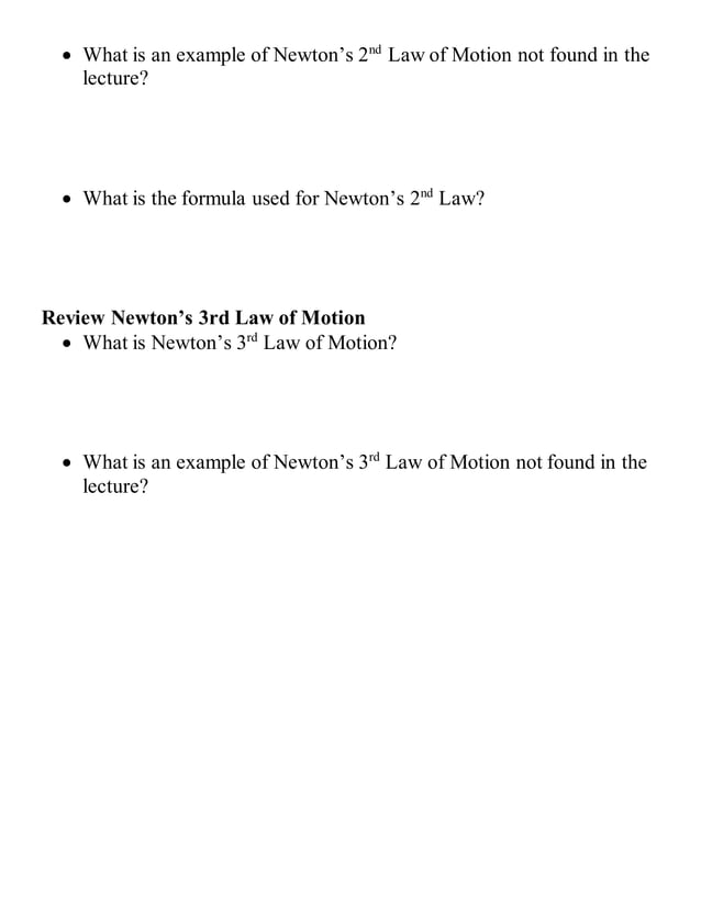 Newtons laws of_motion_fill-in-the-blank | DOCX | Physics | Science