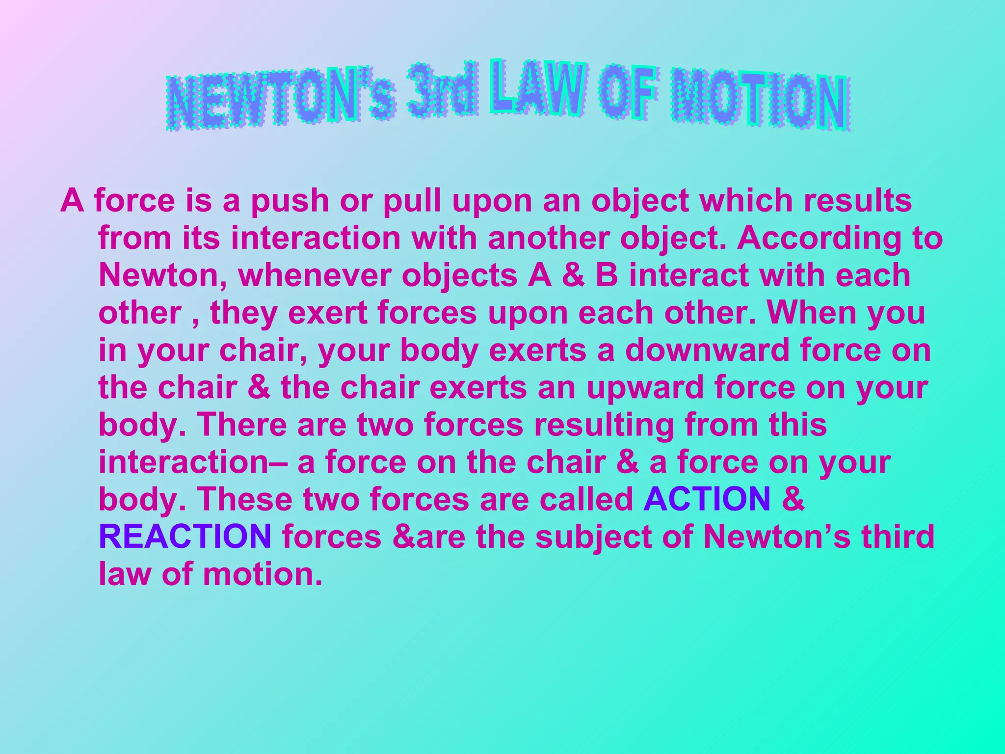 Newton;S Third Law | PPT | Physics | Science
