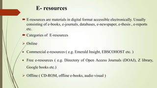 NEW TRAINING ON E-RESOURCES ACCESS AND USE.ppt