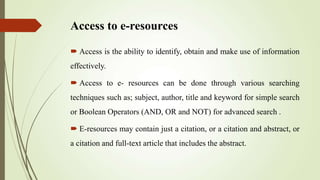 NEW TRAINING ON E-RESOURCES ACCESS AND USE.ppt
