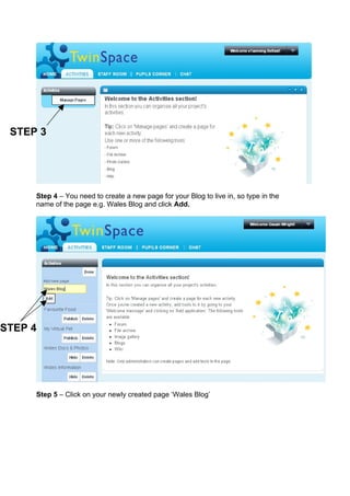 eTwinning New Twinspace - How To Add A Blog | PDF