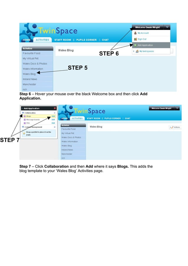 eTwinning New Twinspace - How To Add A Blog | PDF
