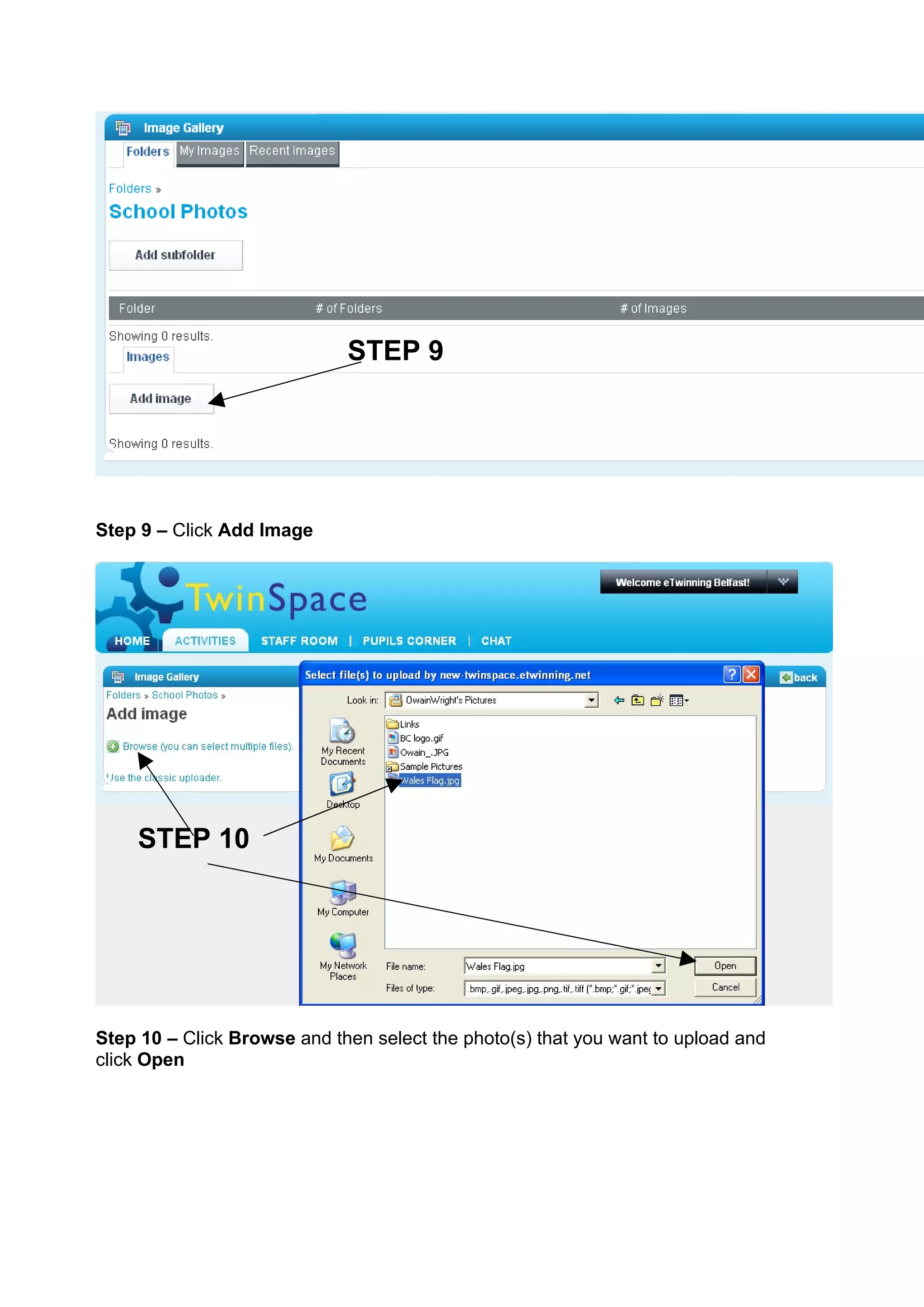 eTwinning New Twinspace - How To Add Photos | DOC