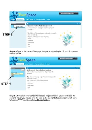eTwinning New Twinspace - How To Add Widgets To Your Twinspace | DOC | Computing | Technology ...