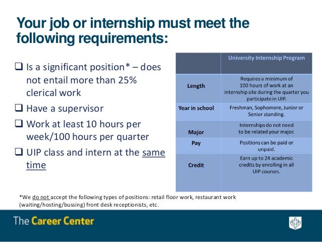 University Internship Program (UIP) Orientation
