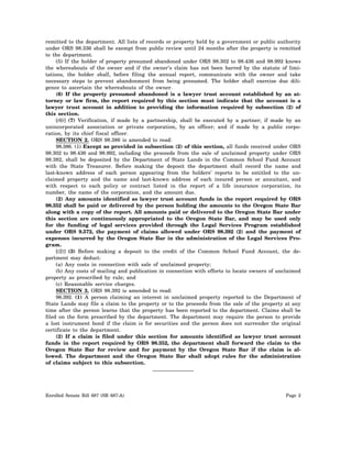 New Requirements For Unclaimed IOLTA Funds (Oregon) | PDF