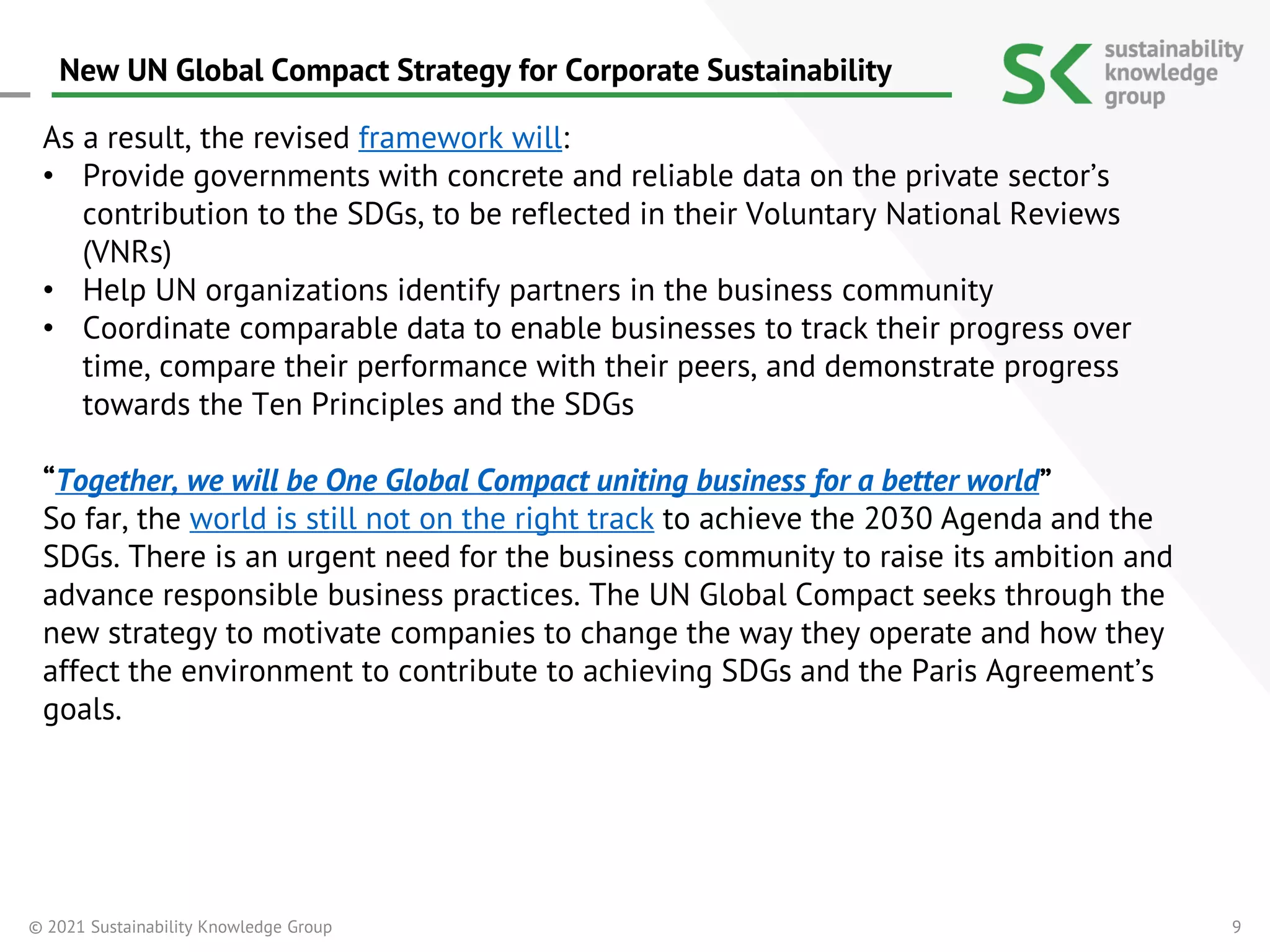 New UN Global Compact Strategy for Corporate Sustainability | PDF
