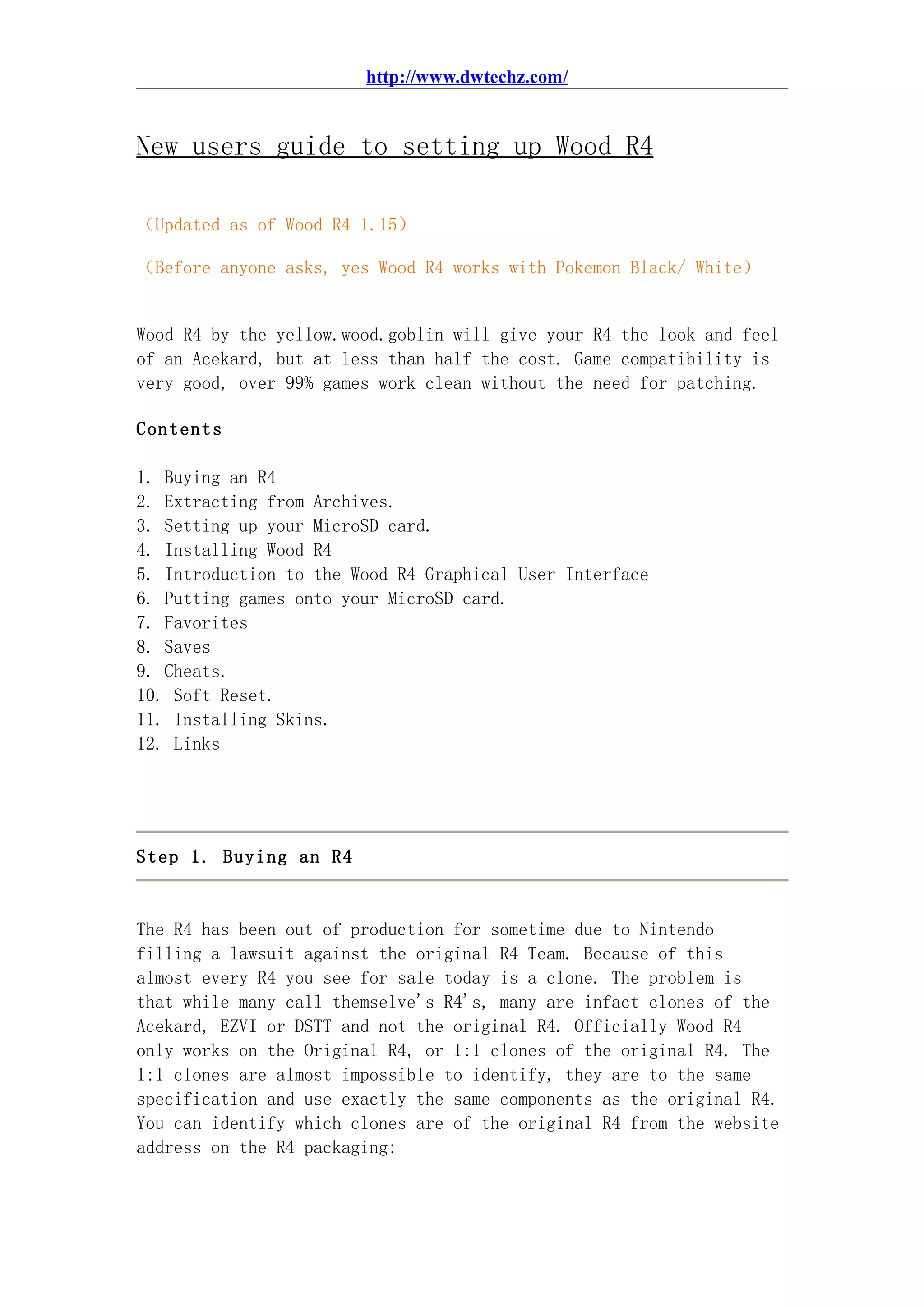 New users guide to setting up wood r4 | PDF